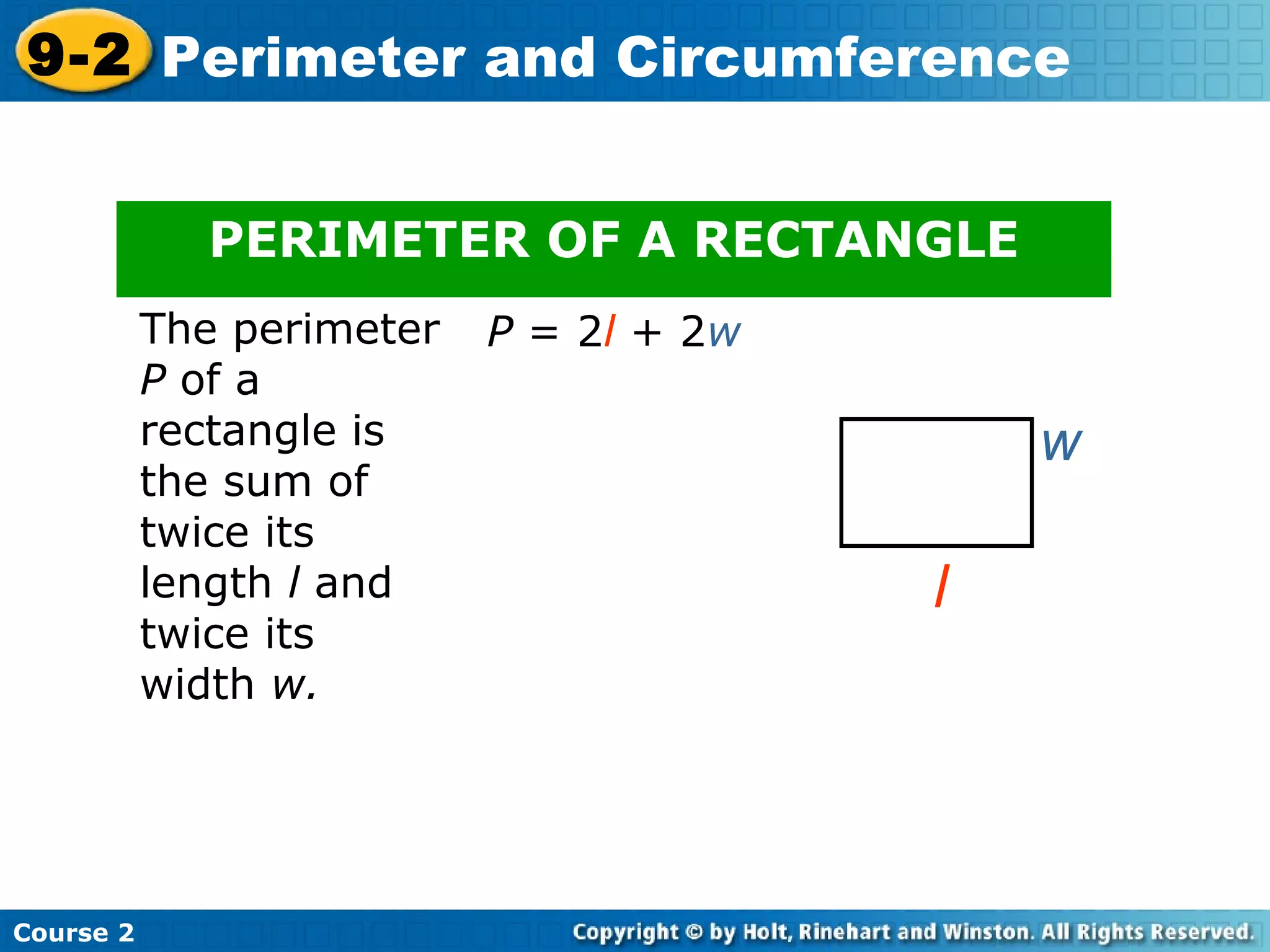 Perimeter and Circumference | PPT