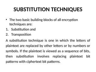 Symmetric cipher and substitution and transposition techniques | PPTX