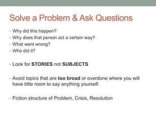 2 choosing subjects | PPTX | Screenwriting | Content Production