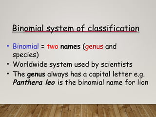 Topic 1: Classification of living Organisms | PPTX