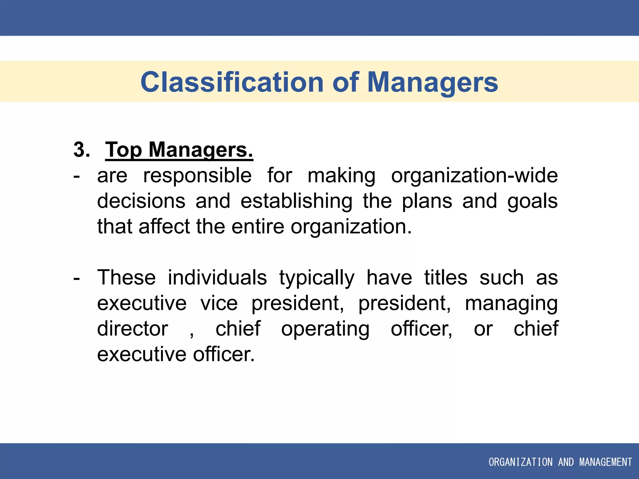 classification of managers | PPTX