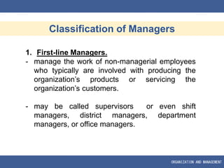 classification of managers | PPTX