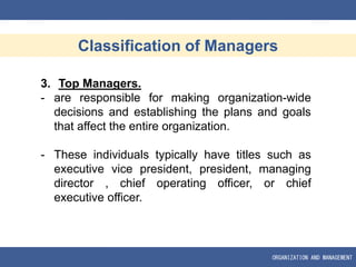classification of managers | PPTX