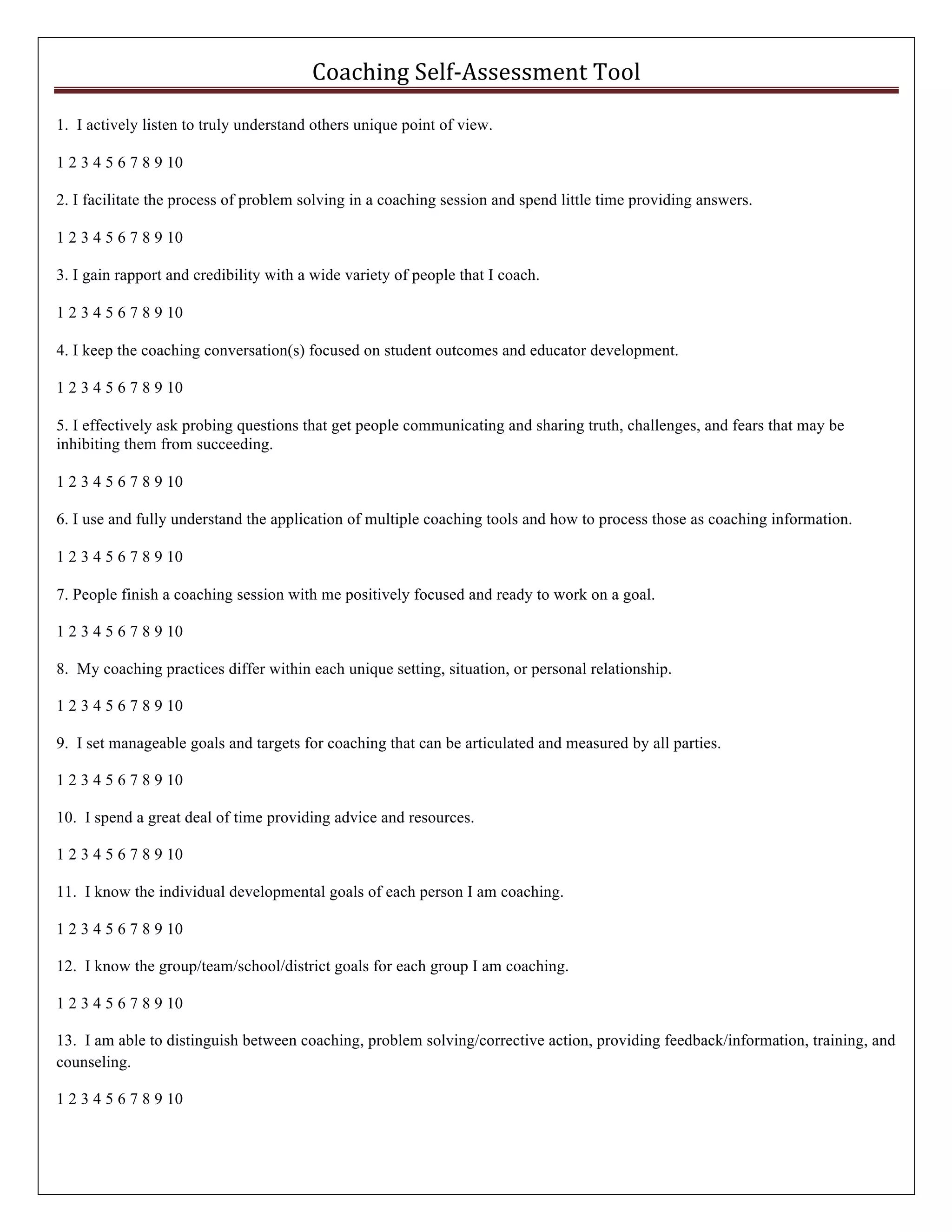 coaching self assessment | PDF