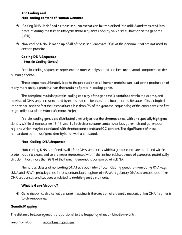 2 coding and non coding dna, genetic mapping | DOCX | Genetics | Science