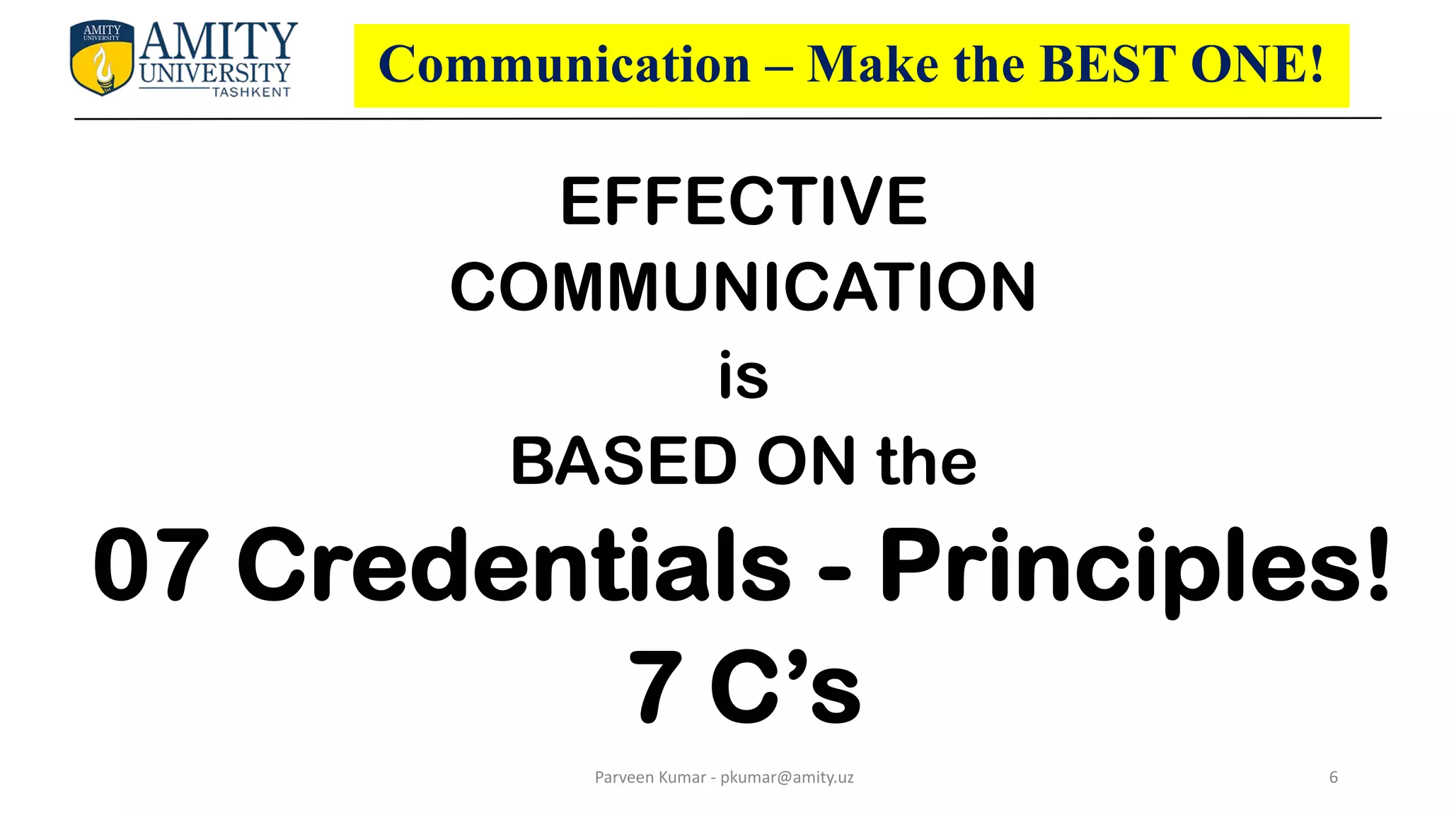 Communication Process and 7 C's of Communication and Concept of ...