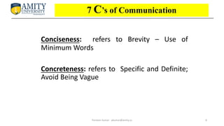 Communication Process and 7 C's of Communication and Concept of ...