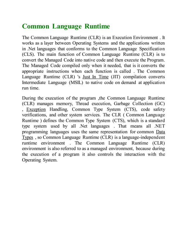 2 common language runtime | DOCX