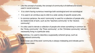 SOCIOLOGY CUMMUNITY BALLB 1 SEMESTER NOTES | PPTX