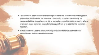 SOCIOLOGY CUMMUNITY BALLB 1 SEMESTER NOTES | PPTX