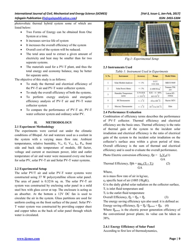 comparative analysis of solar photovoltaic thermal (pvt) water and solar | PDF