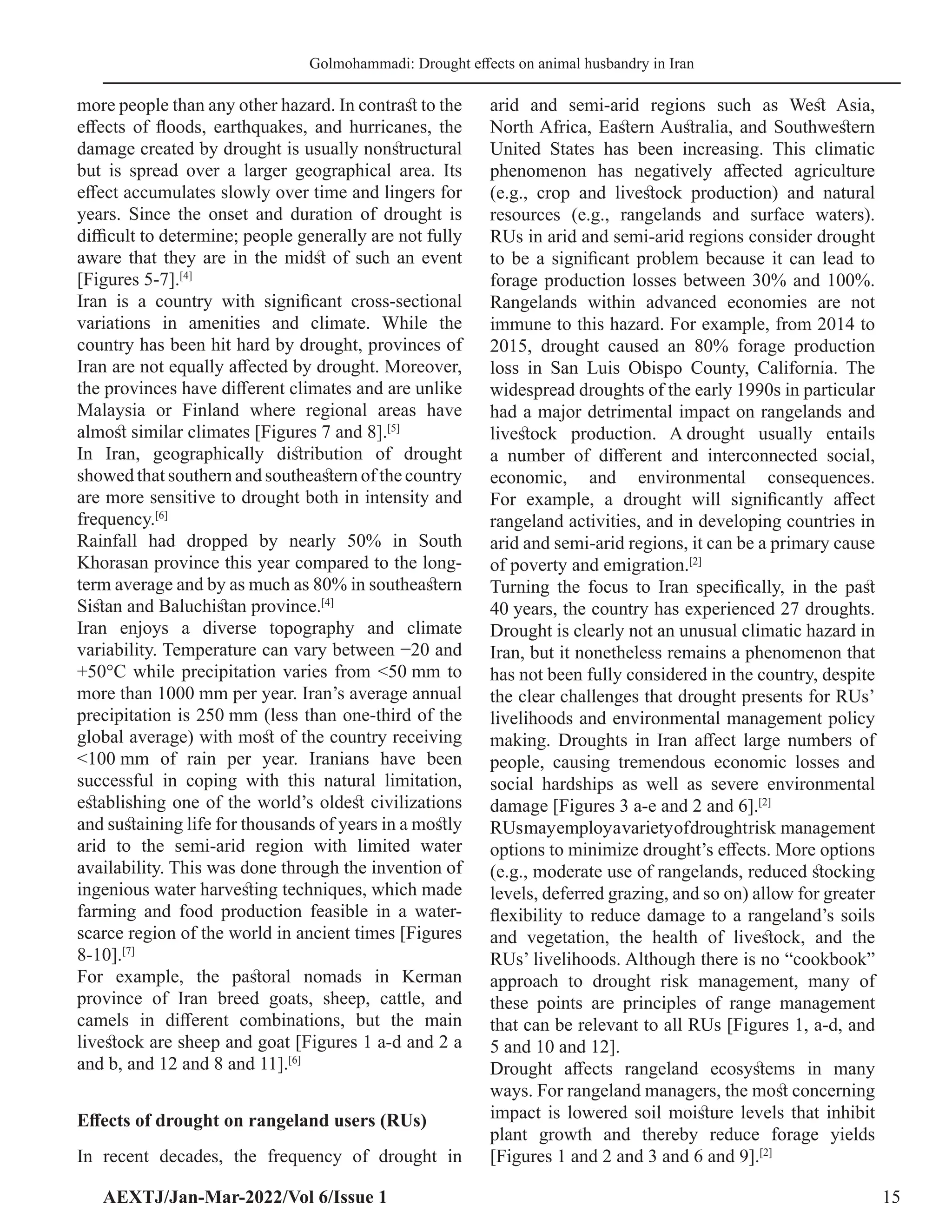 Drought effects on animal husbandry in Iran: Situations, problems, and ...