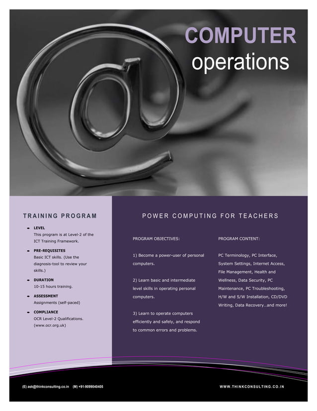 Computer Operations Brochure | DOCX | Computing | Technology & Computing