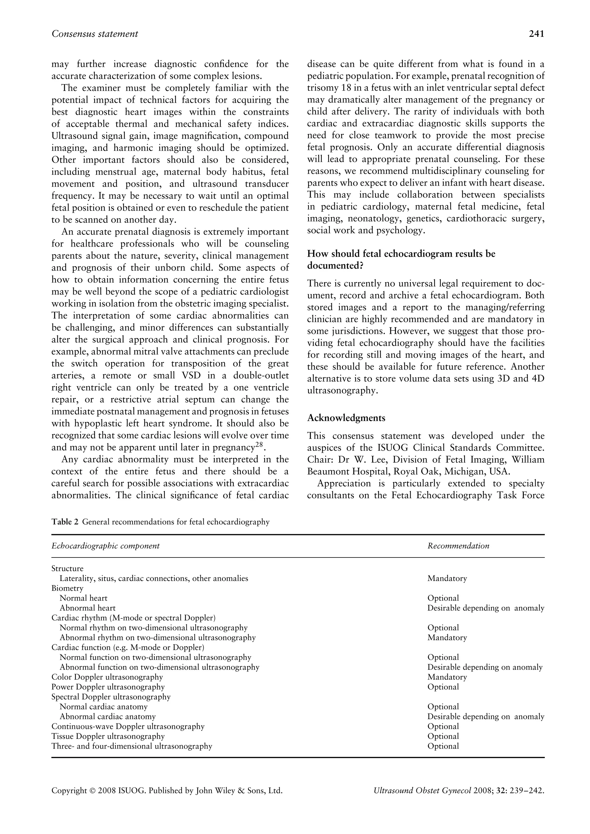 ISUOG consensus statement: what constitutes a fetal echocardiogram? | PDF