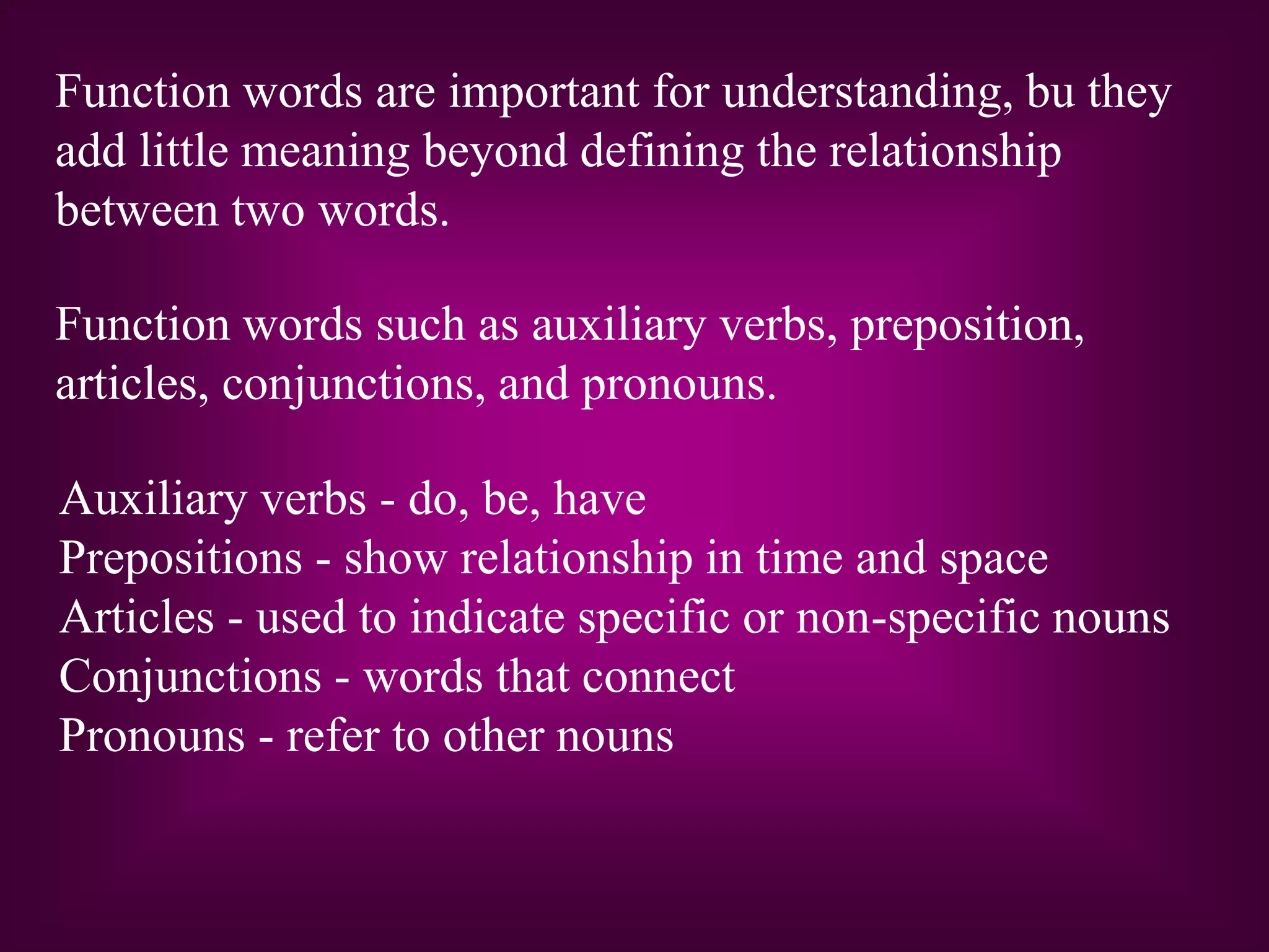 2 content words vs functional words | PDF
