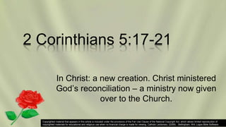 4th Sunday of Lent - Second Reading - 2 Corinthians 5:17–21 | PPSX