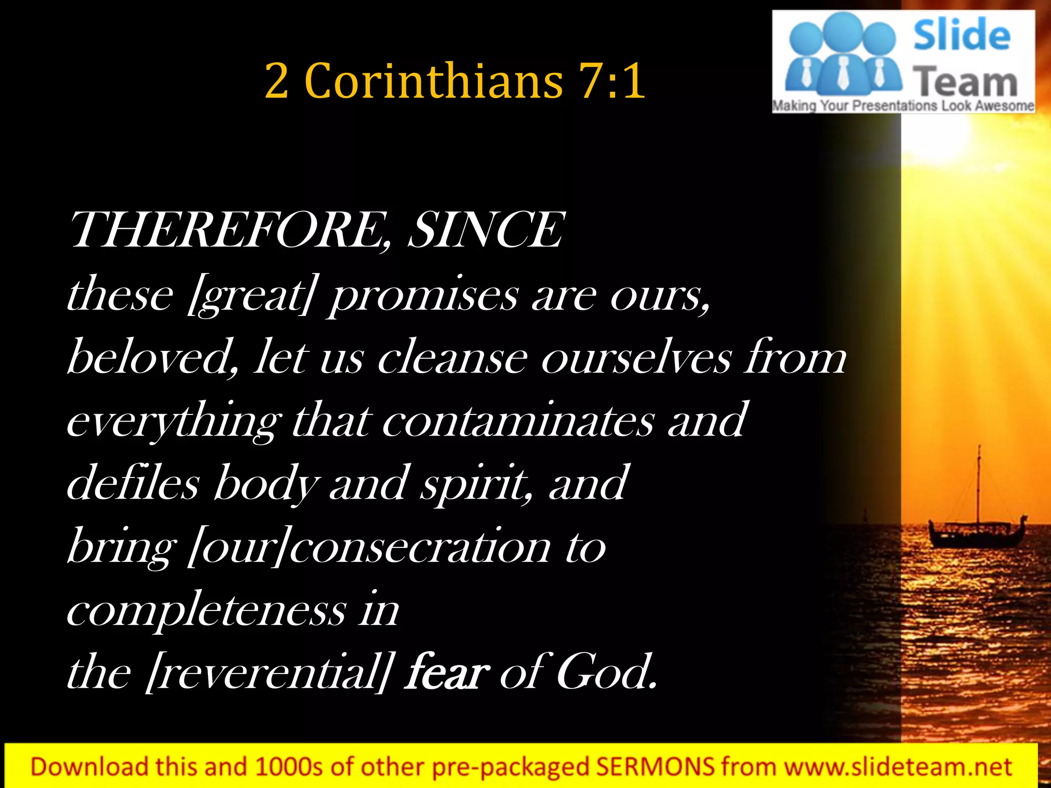 2 corinthians 7 1 perfecting holiness out of reverence power point ...
