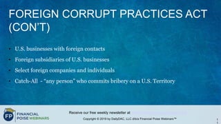 Foreign Corrupt Practices Act Compliance (Corporate & Regulatory Compliance Bootcamp) | PPT