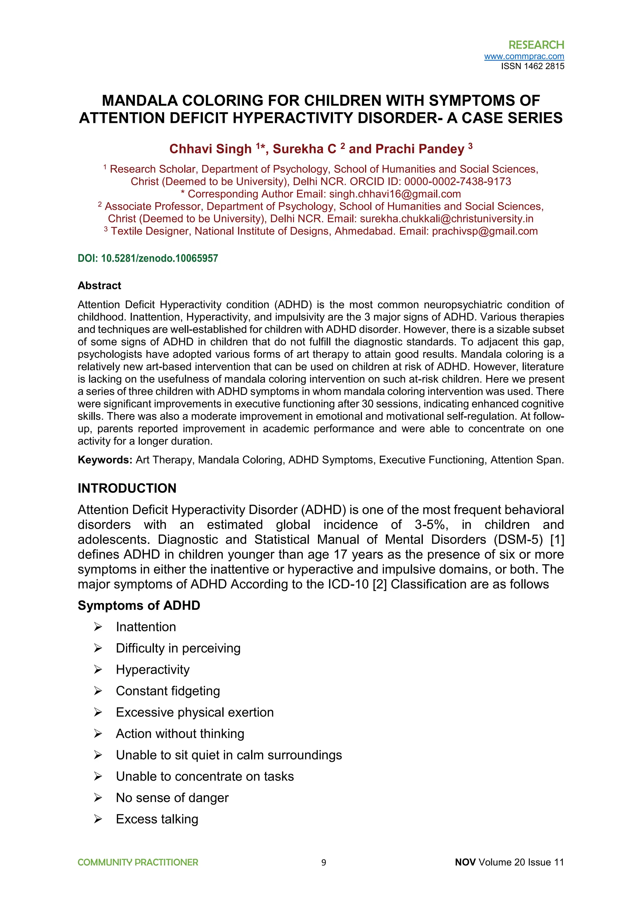 MANDALA COLORING FOR CHILDREN WITH SYMPTOMS OF ATTENTION DEFICIT ...