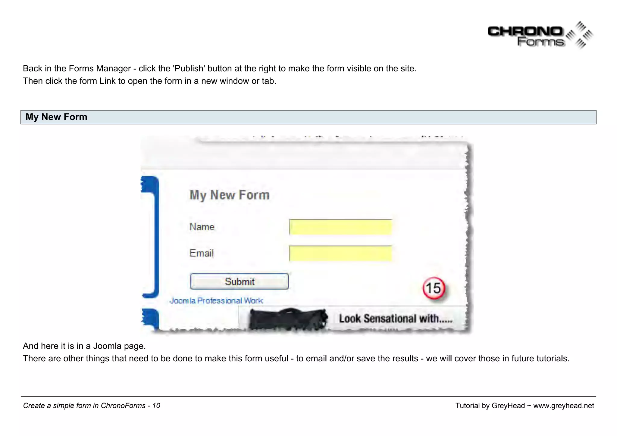 2 create a simple form in chrono forms | PDF