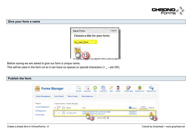2 create a simple form in chrono forms | PPT
