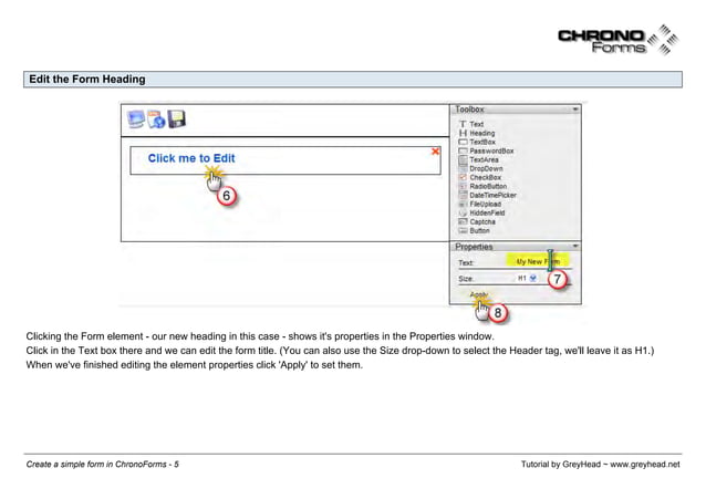 2 create a simple form in chrono forms | PDF