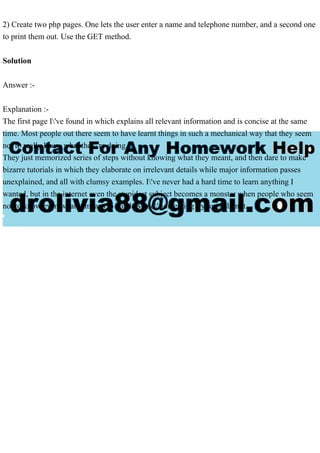 2) Create two php pages. One lets the user enter a name and telephon.pdf