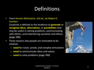 Creativity and Innovation - introduction الإبداع والابتكار - مقدمة | PDF