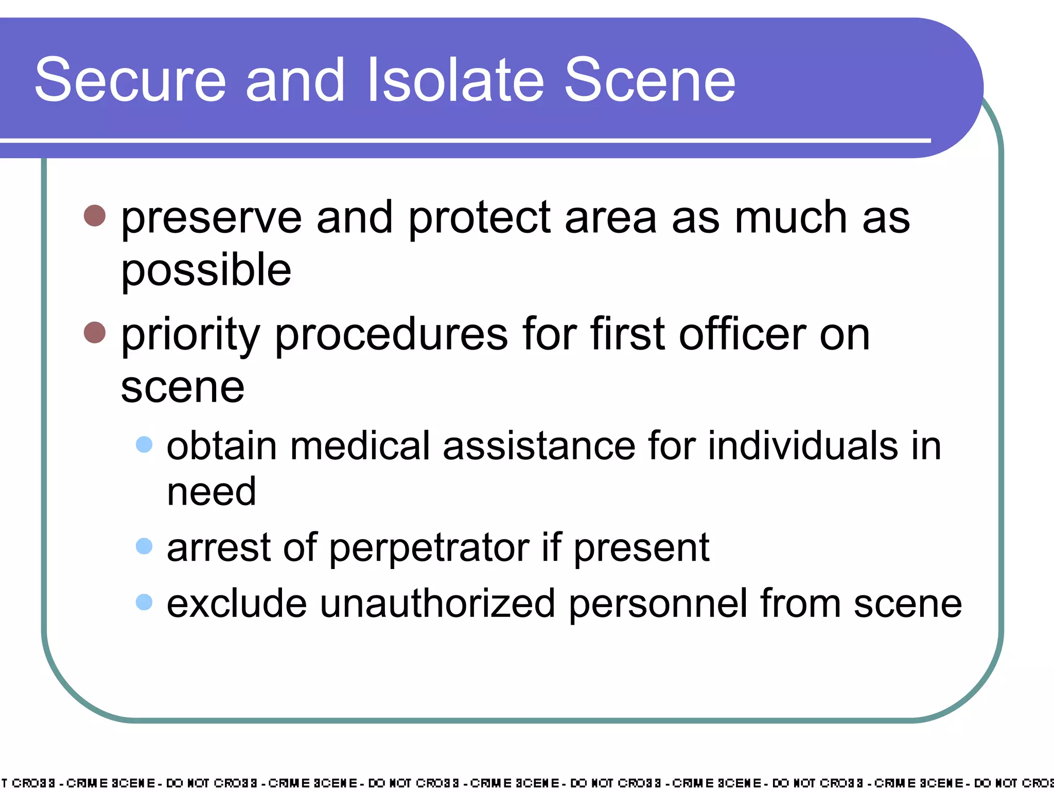 Crime Scene Protocols | PPT