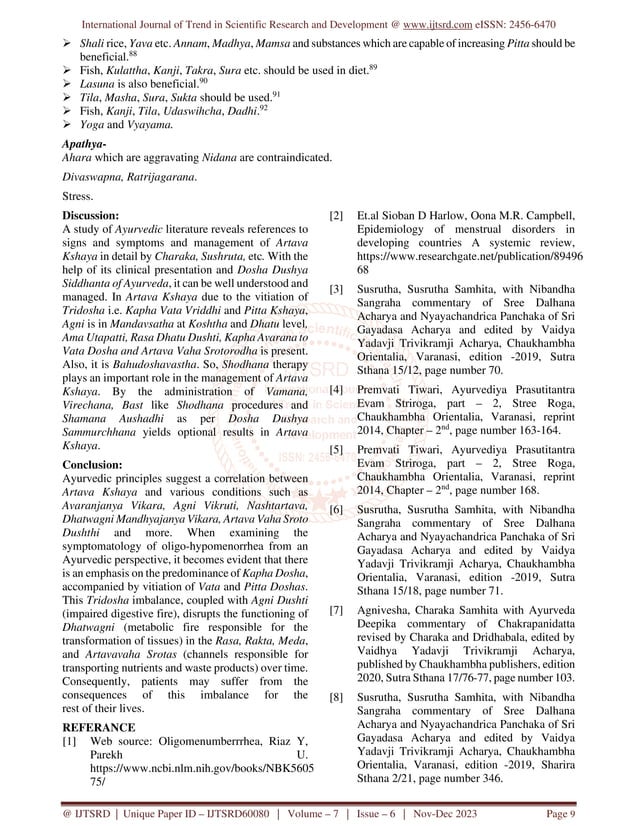 Critical Review on Artava Kshaya | PDF