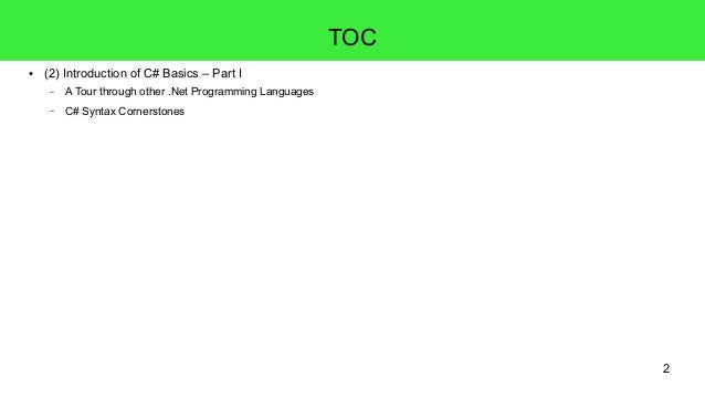 (2) c sharp introduction_basics_part_i