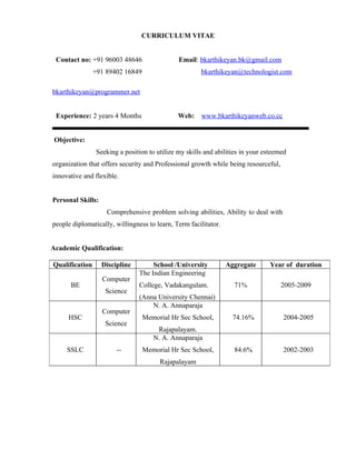 2+ Css Html Exp Resume Karthikeyan | DOC | Web Design and HTML | Internet