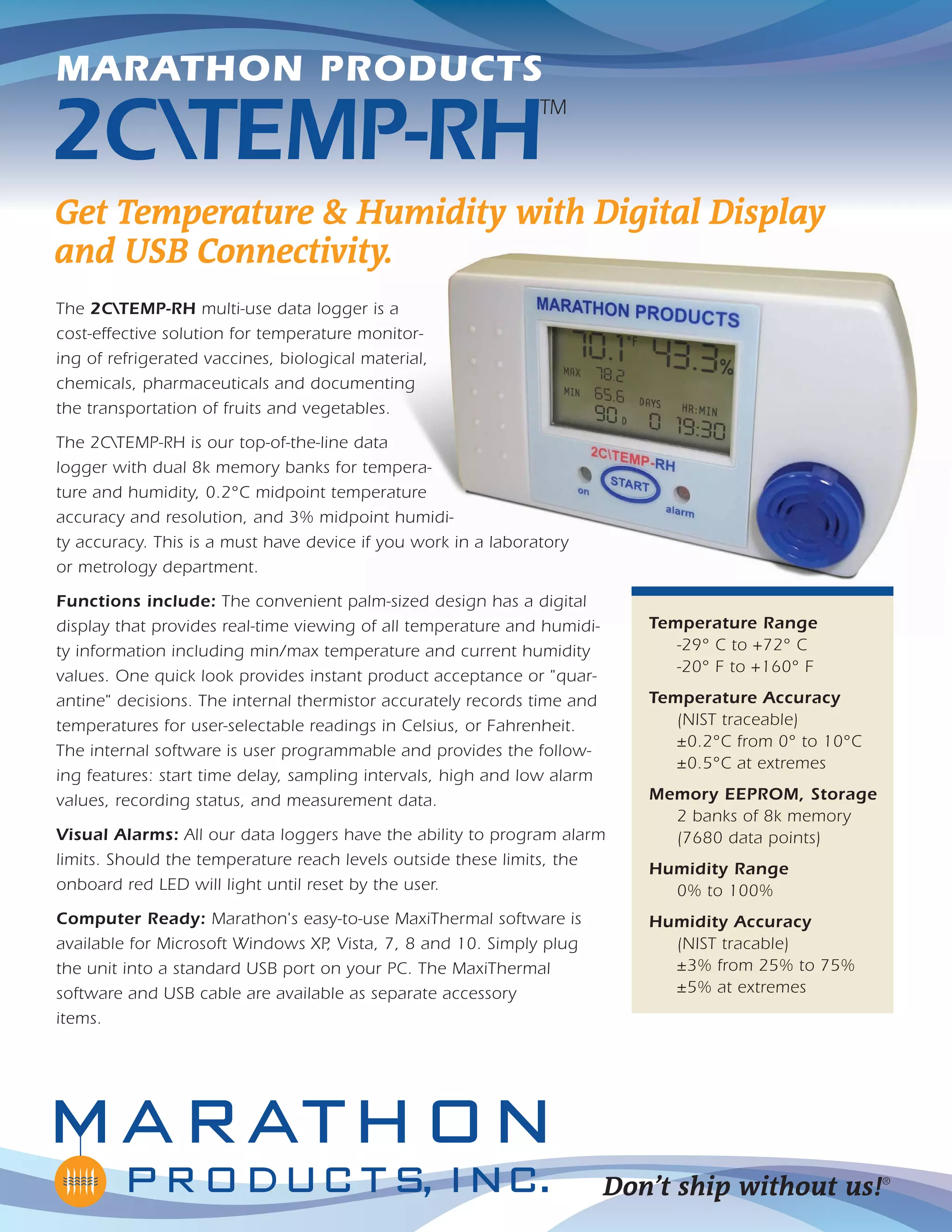 2C\TEMP-RH Multi-Use Data Logger | PDF
