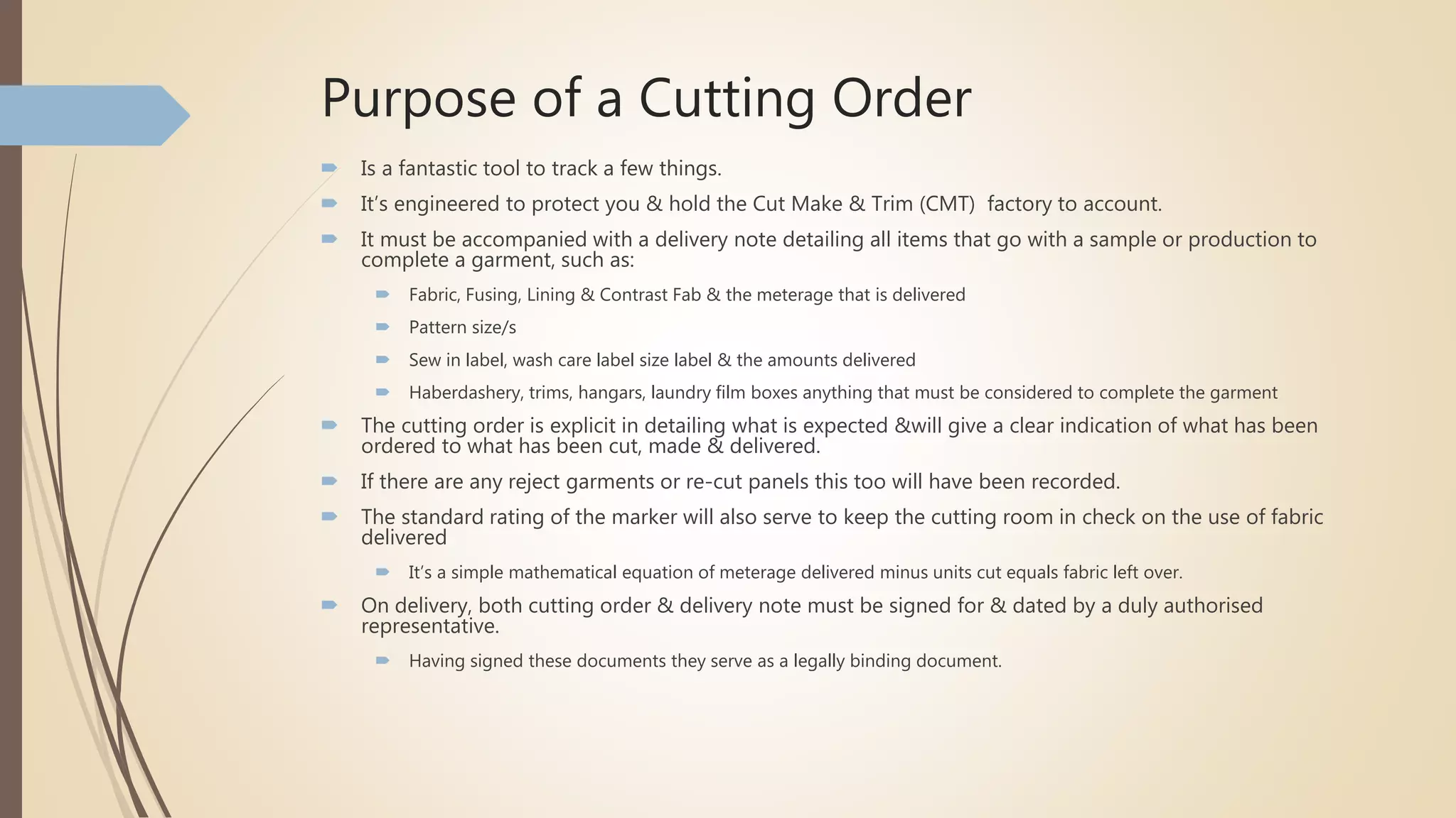 Clothing Cutting Order | PPTX