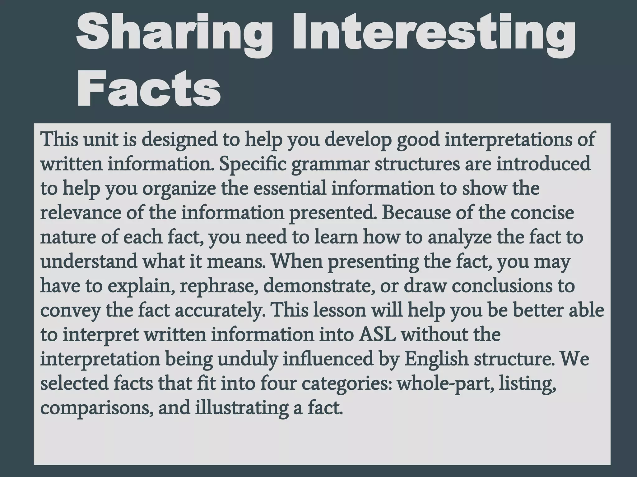 2d. Sharing Interesting Facts - Comparisons | PPT