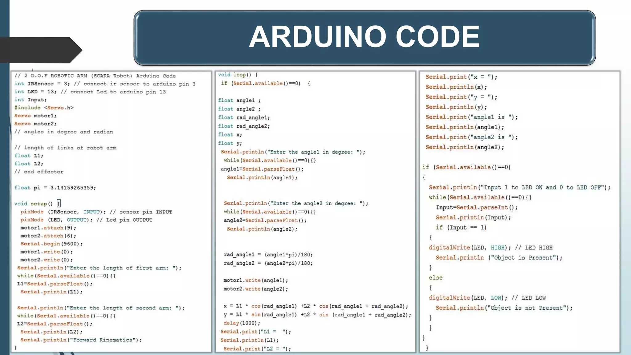 2 D.O.F Robotic Arm (SCARA Robot) using Arduino Programming | PPTX | Robotics | Technology ...