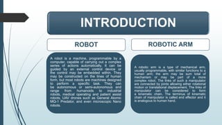 2 D.O.F Robotic Arm (SCARA Robot) using Arduino Programming | PPTX | Robotics | Technology ...