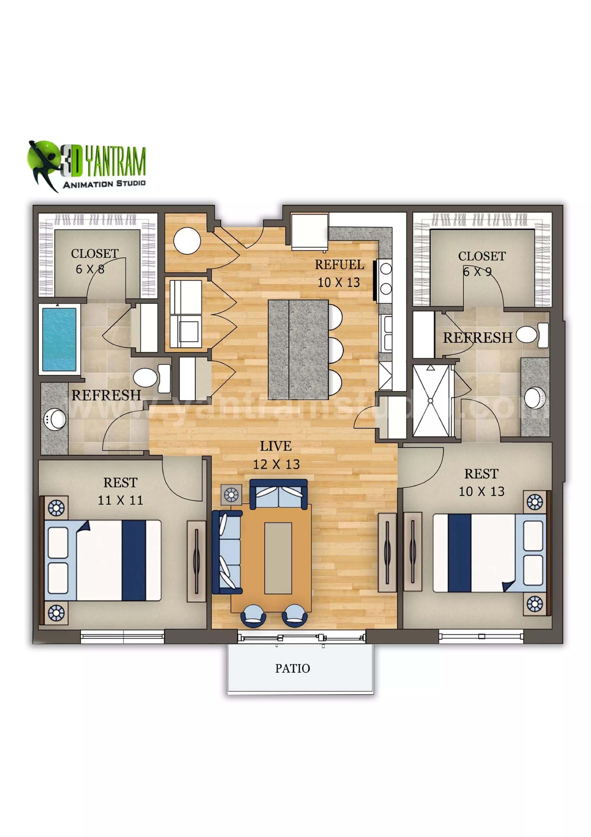 Modern 2D Textured Floor Plan By architectural design studio Houston ...