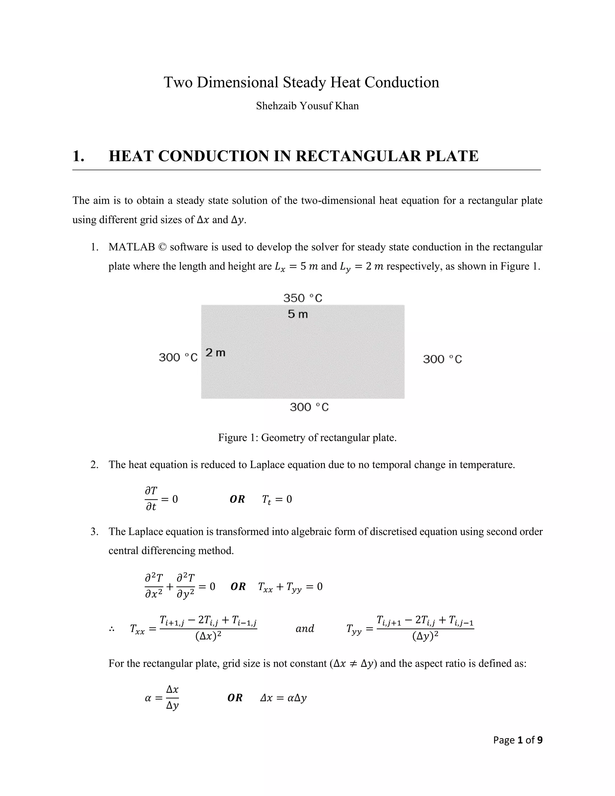 Two Dimensional Steady Heat Conduction Using Matlab Pdf Physics