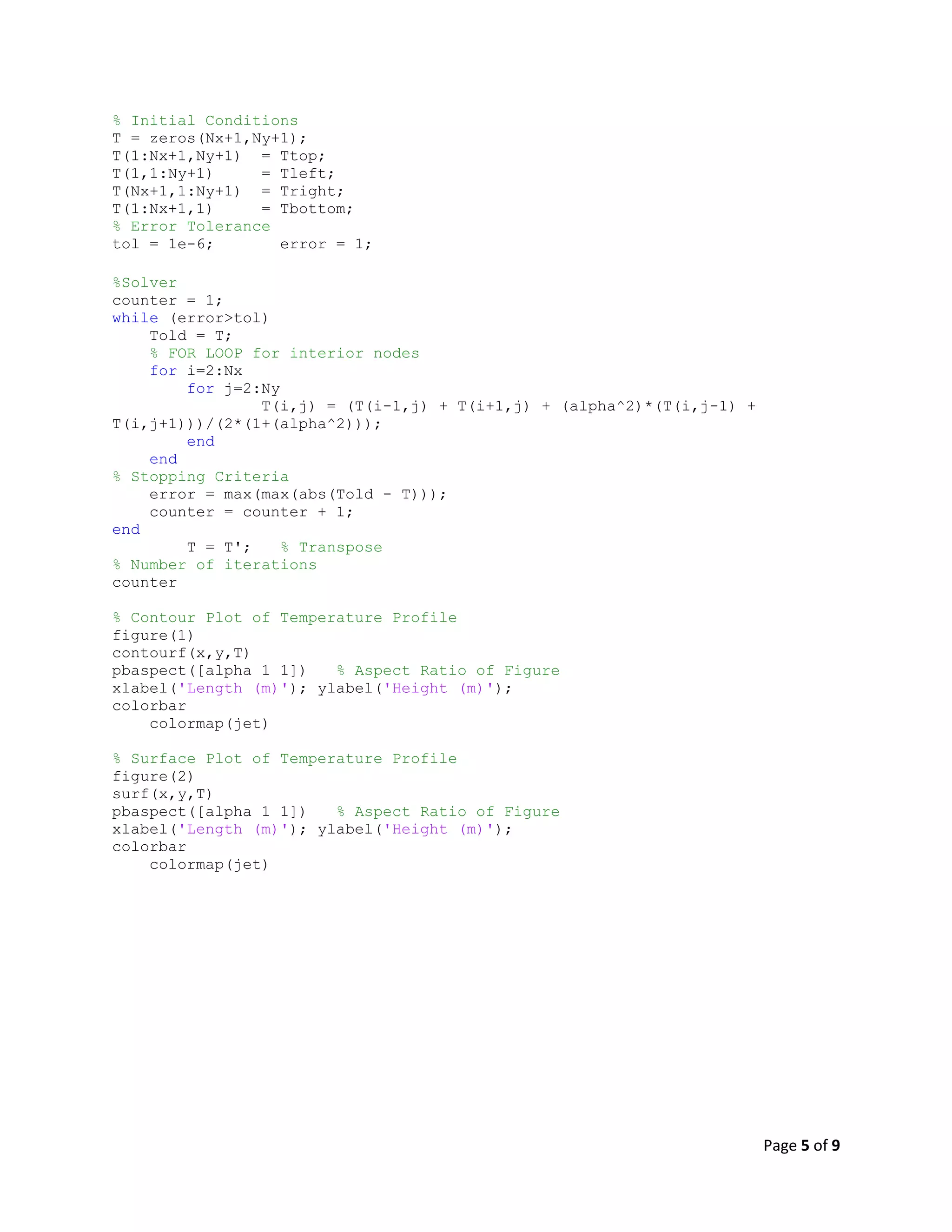 Two Dimensional Steady Heat Conduction using MATLAB | PDF | Physics ...