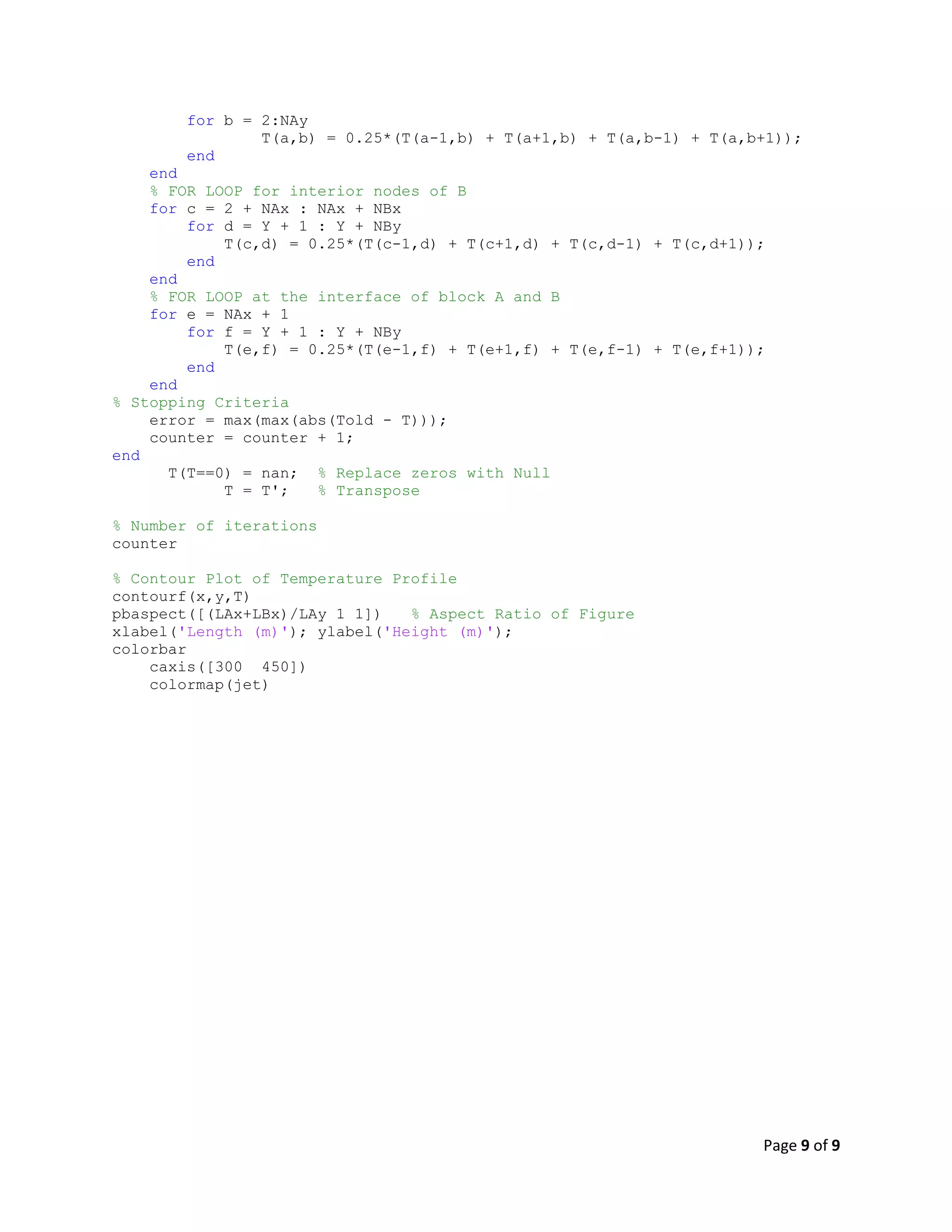 Two Dimensional Steady Heat Conduction using MATLAB | PDF