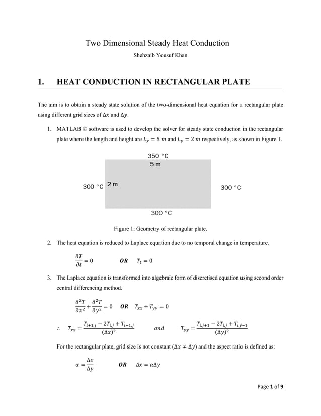 Two Dimensional Steady Heat Conduction using MATLAB | PDF | Physics ...