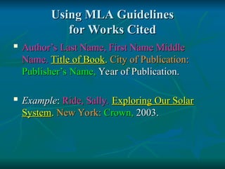 English MLA Works Cited PowerPoint Resource | PPT