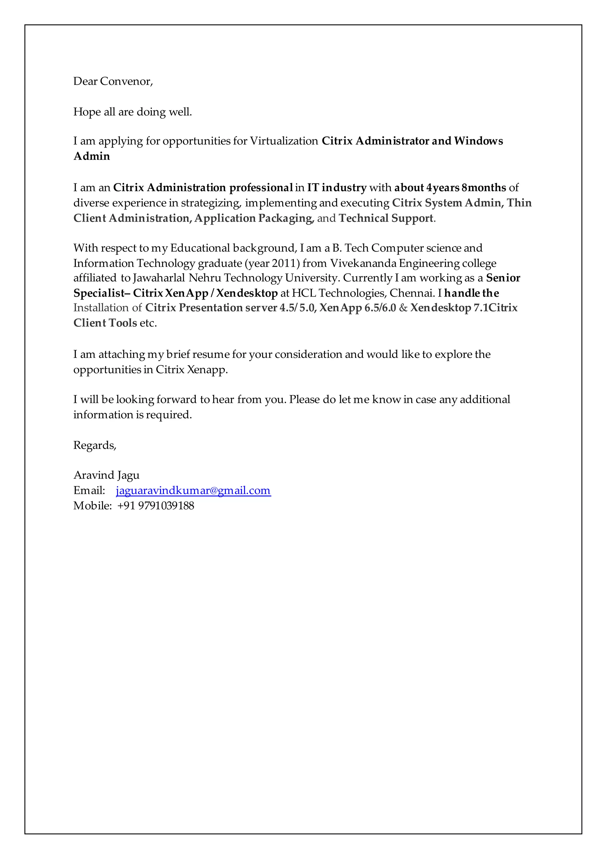 Aravind_Citrix_Coverpage | DOCX