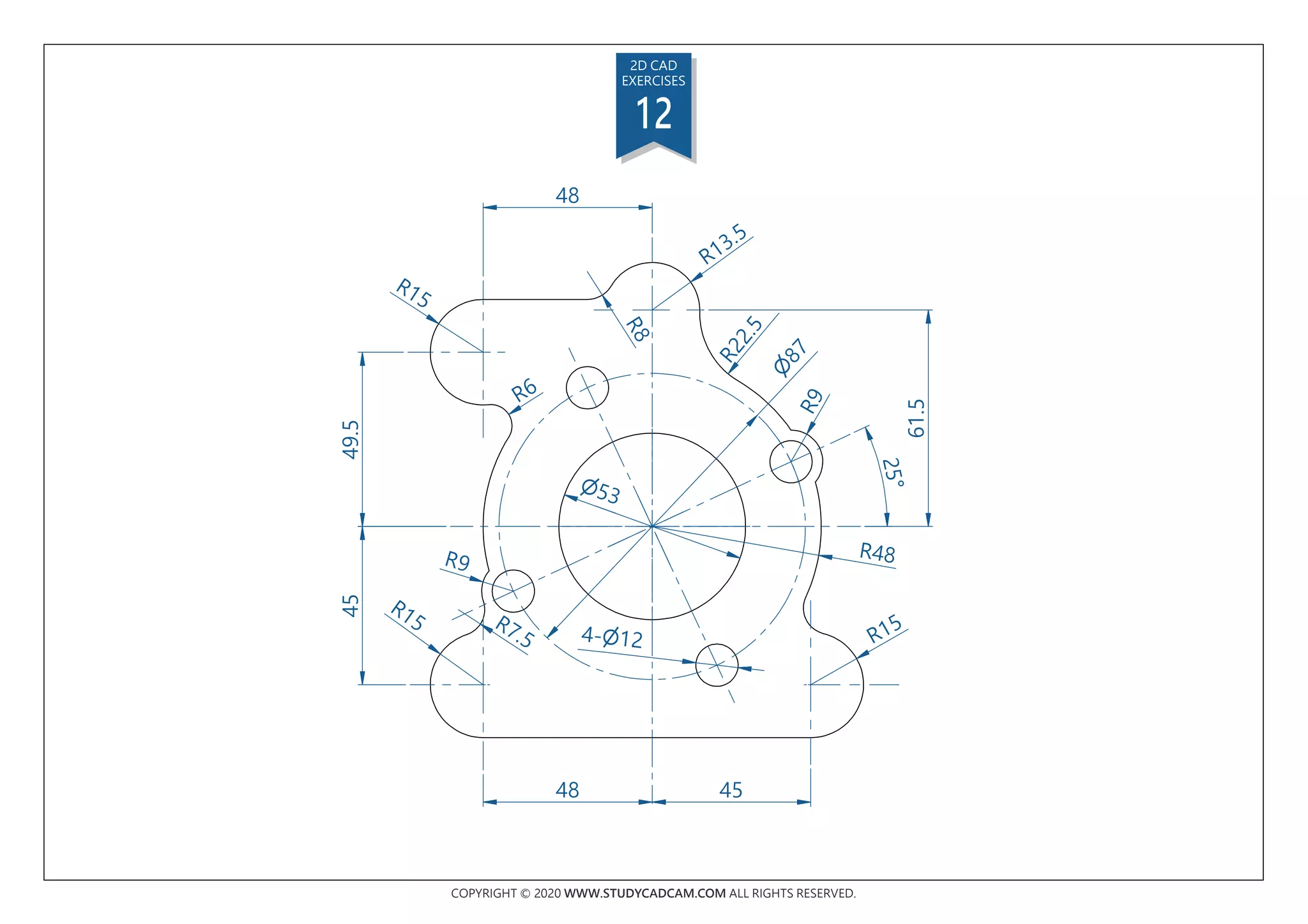 AutoCAD Exercise Drawing #1~20 | PDF