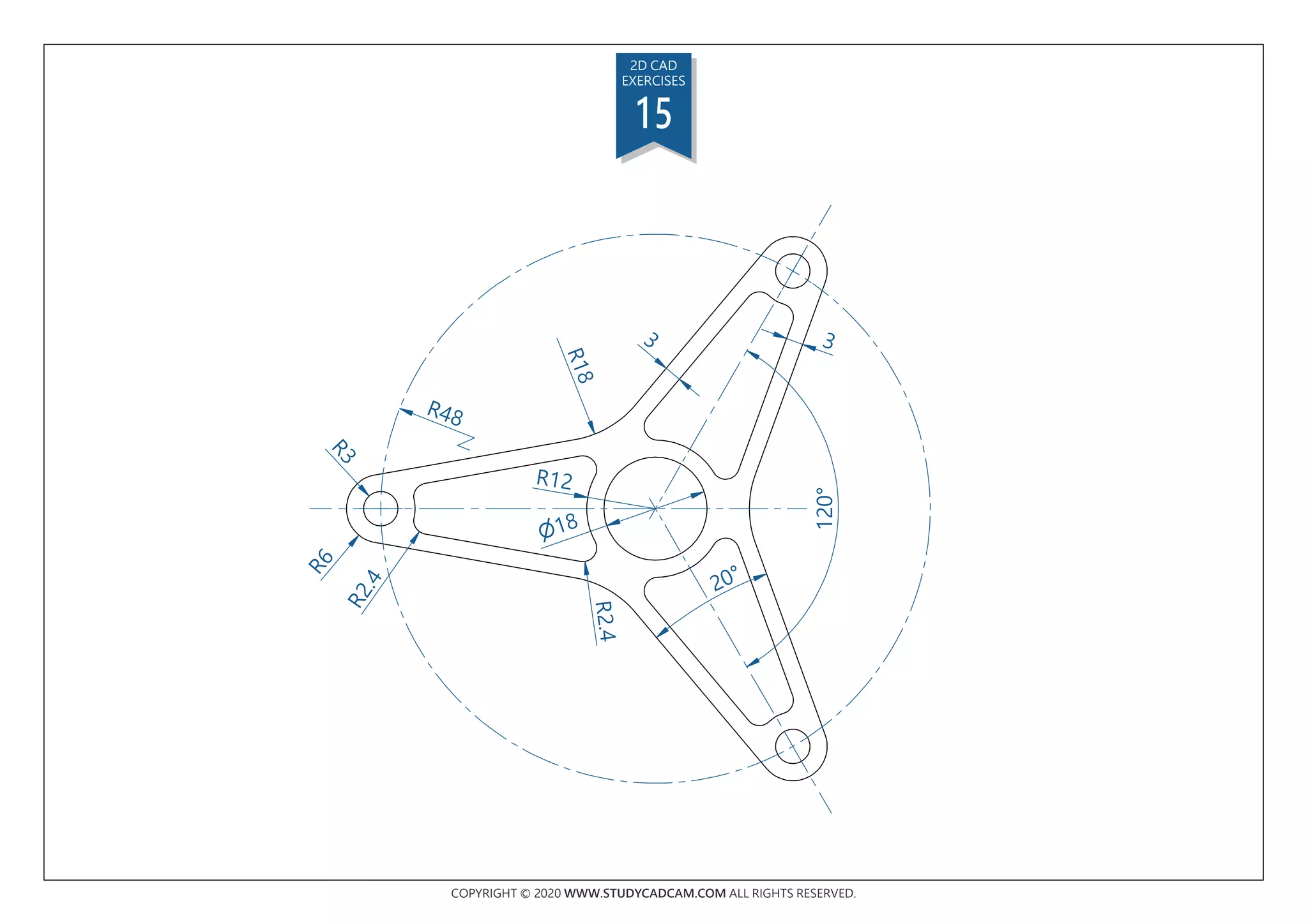 AutoCAD Exercise Drawing #1~20 | PDF