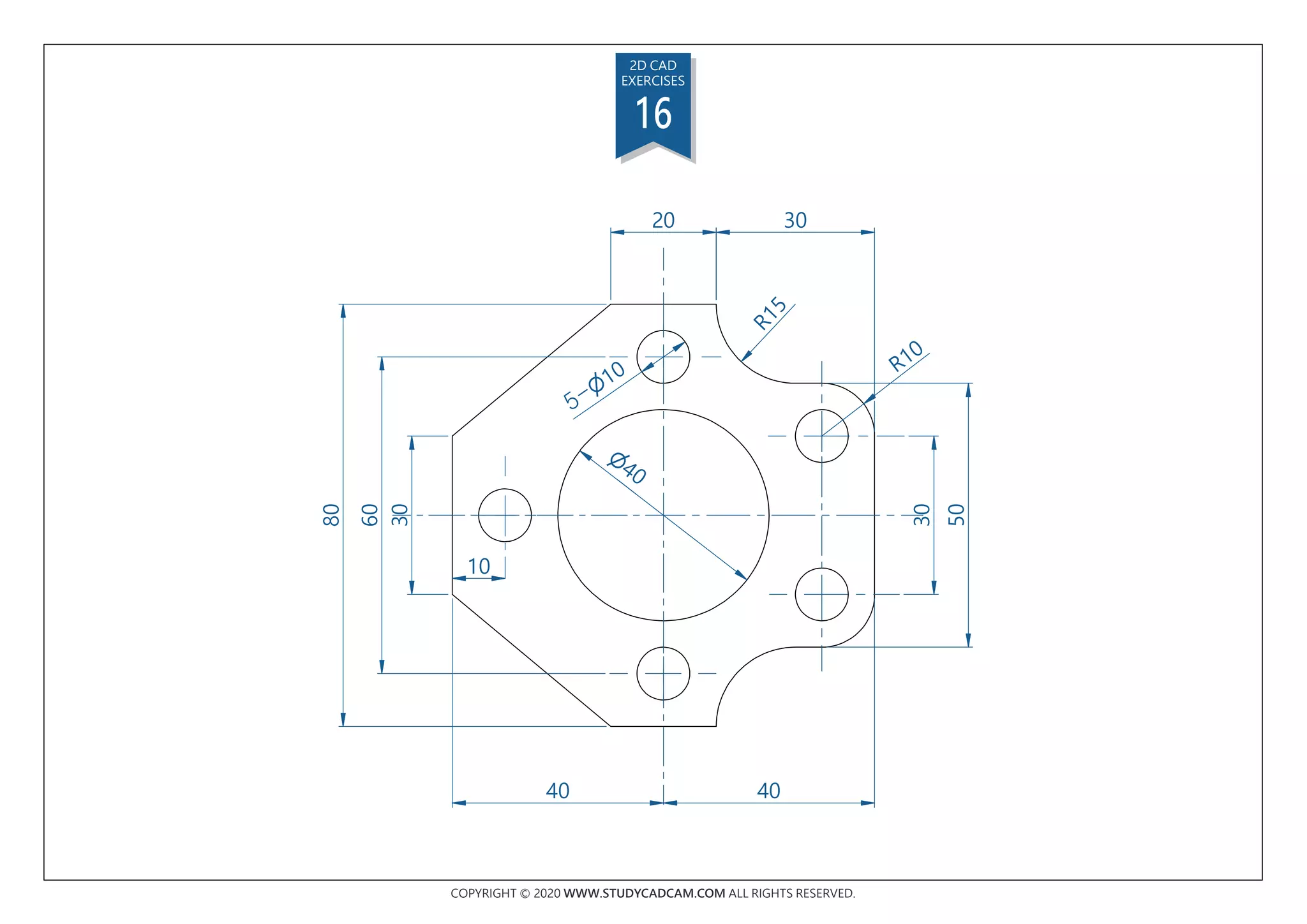 AutoCAD Exercise Drawing #1~20 | PDF
