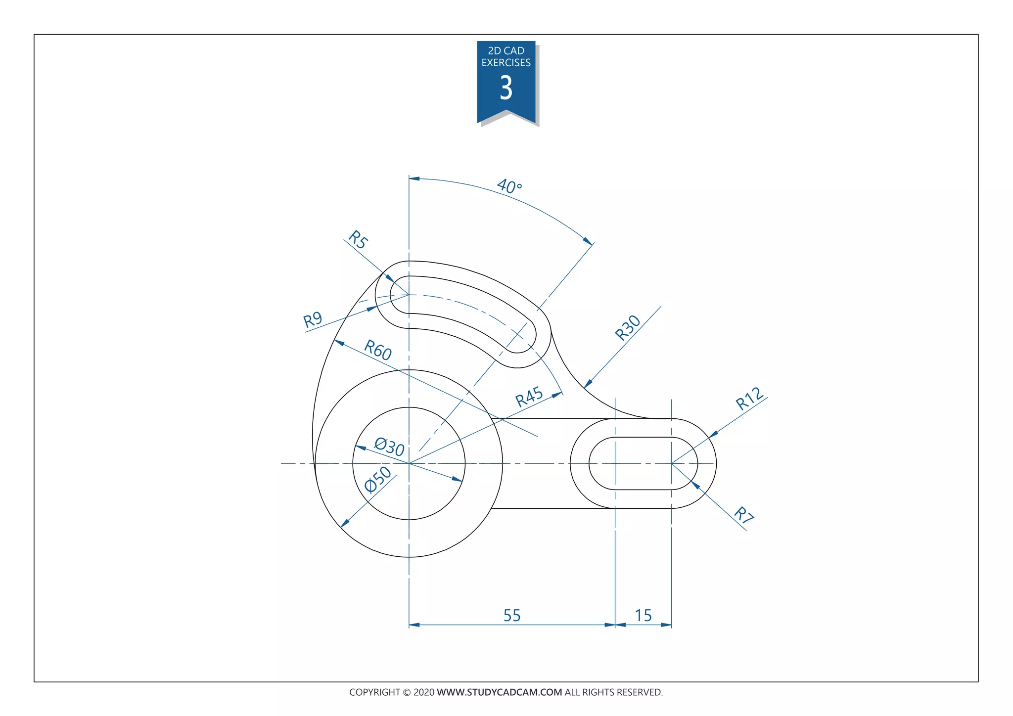 AutoCAD Exercise Drawing #1~20 | PDF