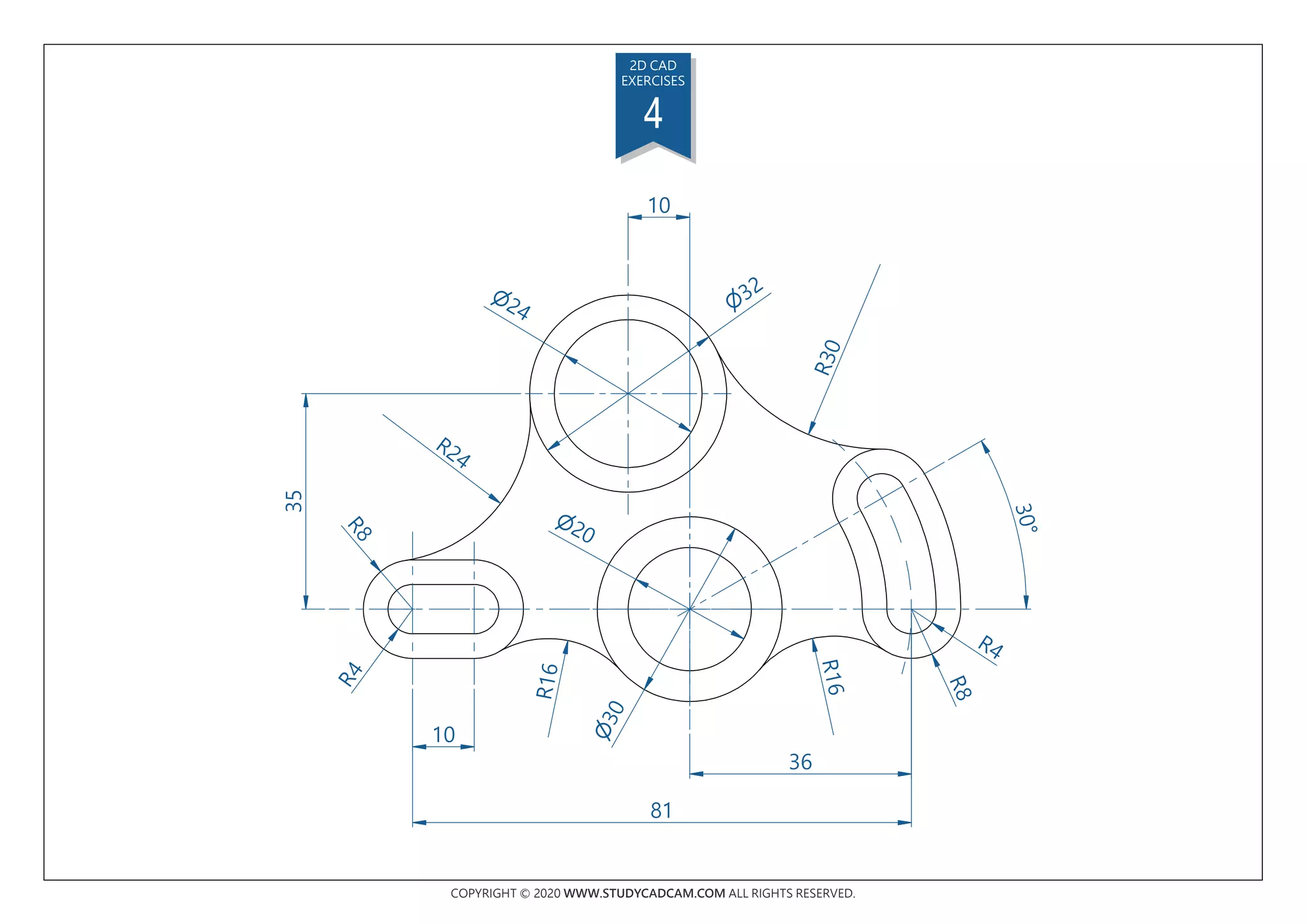 AutoCAD Exercise Drawing #1~20 | PDF