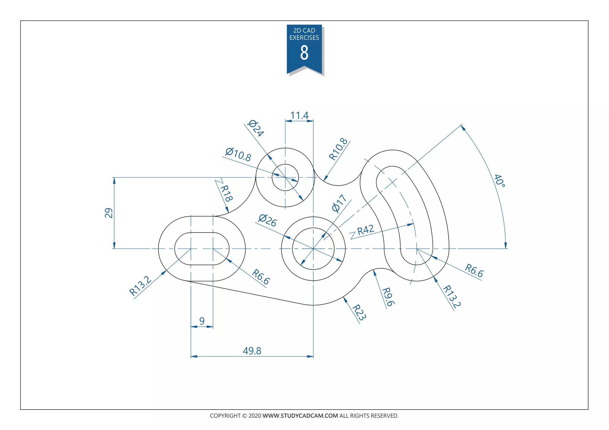 AutoCAD Exercise Drawing #1~20 | PDF